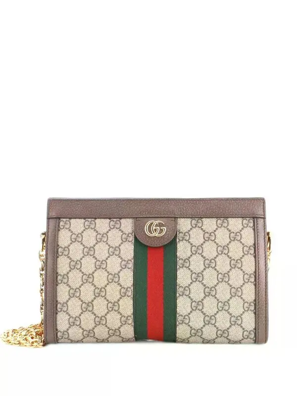 Gucci Ophidia Chain Shoulder Bag Gg Coated Canvas Small Crossbody Bag - Brown