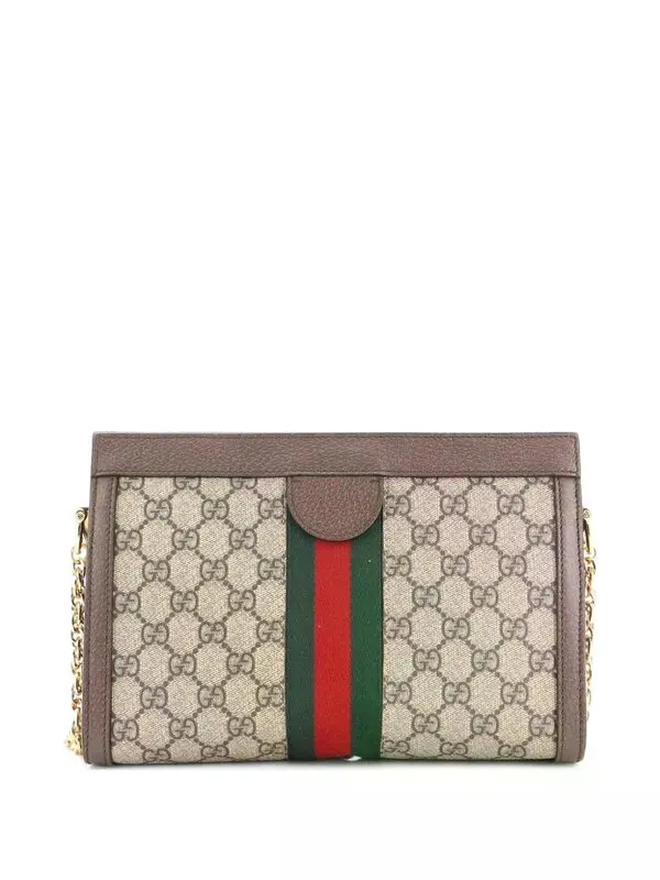 Gucci Ophidia Chain Shoulder Bag Gg Coated Canvas Small Crossbody Bag - Brown