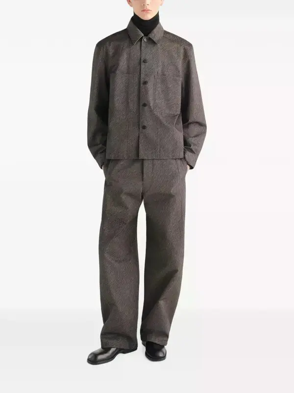 LEMAIRE Workwear Overshirt In Diagonal Printed Cotton