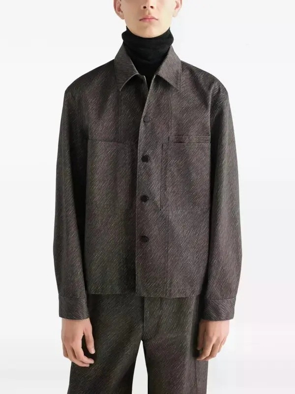 LEMAIRE Workwear Overshirt In Diagonal Printed Cotton