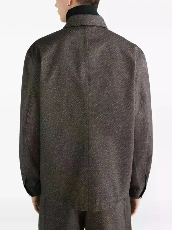 LEMAIRE Workwear Overshirt In Diagonal Printed Cotton