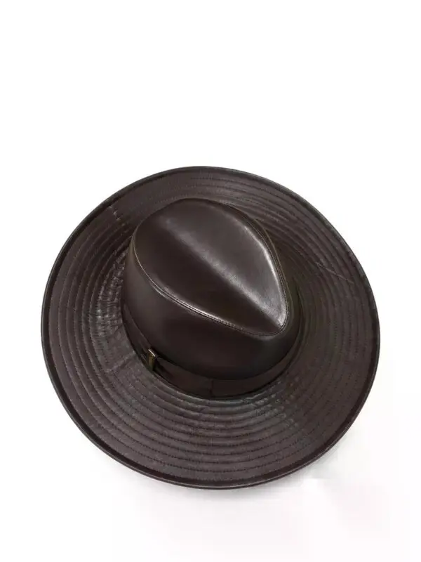 Borsalino Leather Wide-brim Hat