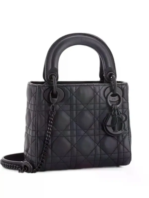 Dior Ultra Matte Lady Chain Bag Cannage Quilt Calfskin Mini Shoulder Bag - Black