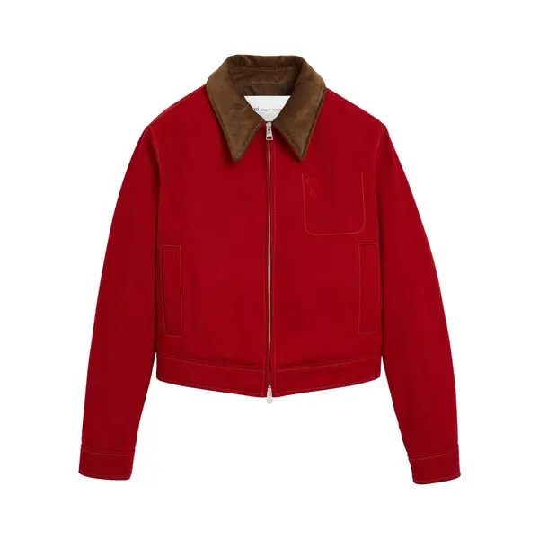 AMI Paris Cotton Zipped Jacket With De Coeur 'ruby