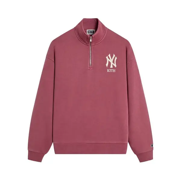Kith For The New York Yankees Vintage Nelson Quarter Zip 'garnet
