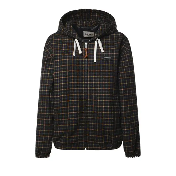 Miu Miu Check Color Padded Blouson 'blu/giallo
