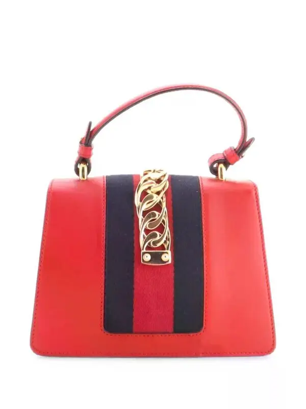 Gucci Sylvie Top Handle Bag Leather Mini Satchel - Red