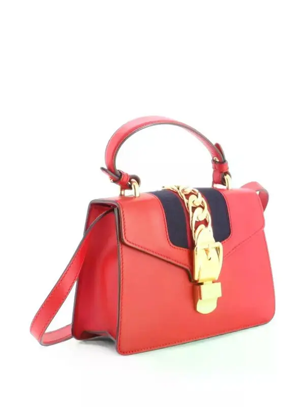 Gucci Sylvie Top Handle Bag Leather Mini Satchel