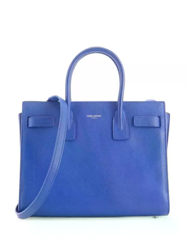 Saint Laurent Sac De Jour Bag Leather Baby Tote Bag - Blue