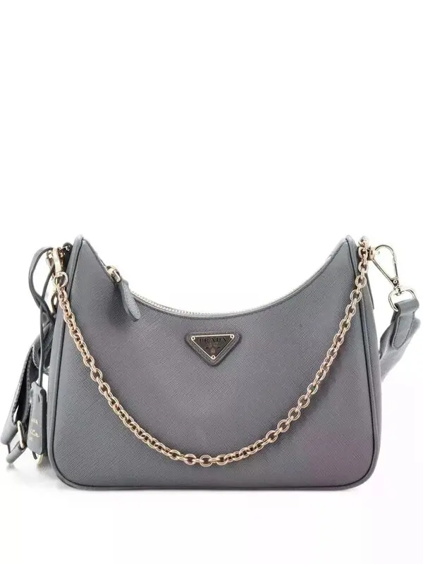Prada Re-edition 2005 Shoulder Bag Saffiano Leather Small Crossbody Bag - Grey