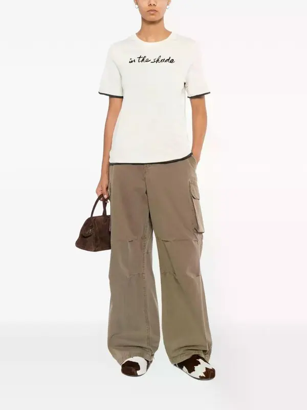 JW Anderson Slogan-print Contrast-trim T-shirt - Neutrals