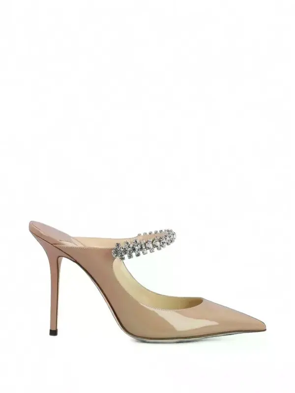 JIMMY CHOO Bing 100 Ballet Patent-leather Mules With Crystal Strap - Pink