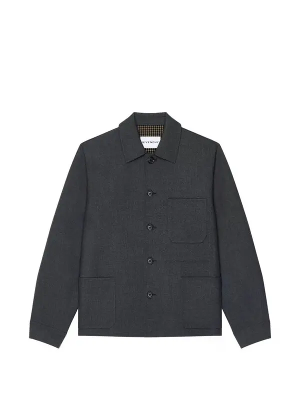 Givenchy Overshirt In Wool With Checked Reverse - Grey