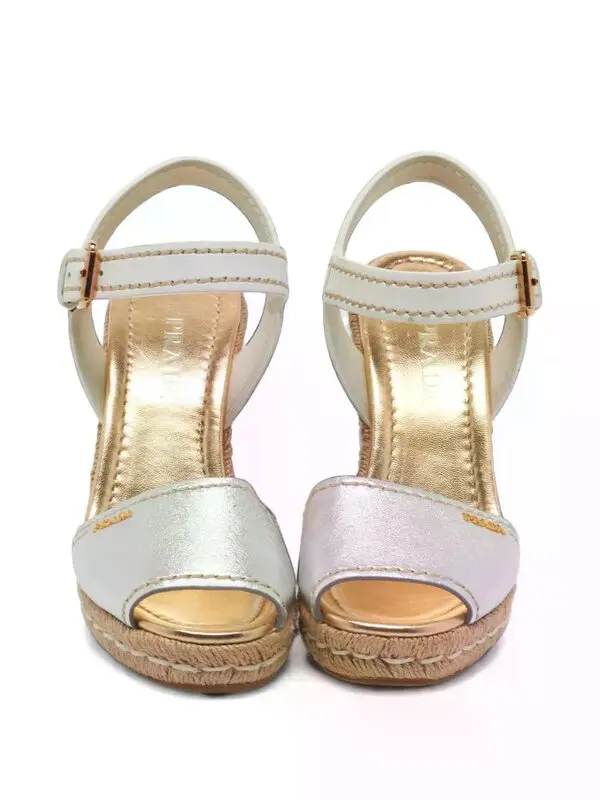 Prada Logo-plaque Wedge Espadrille Sandals