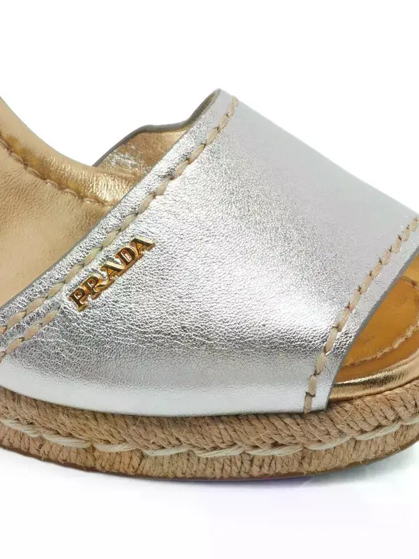 Prada Logo-plaque Wedge Espadrille Sandals