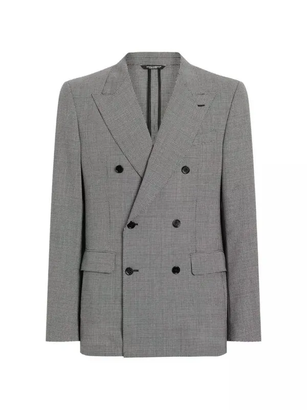 Dolce & Gabbana Double-breasted Houndstooth Jacket - Grey