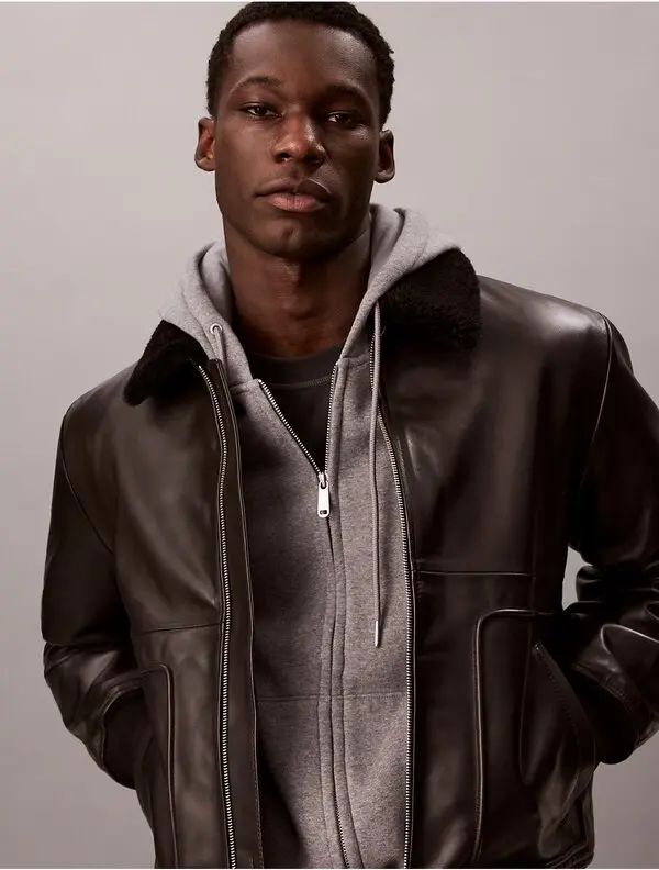 Calvin Klein Leather Bomber Jacket