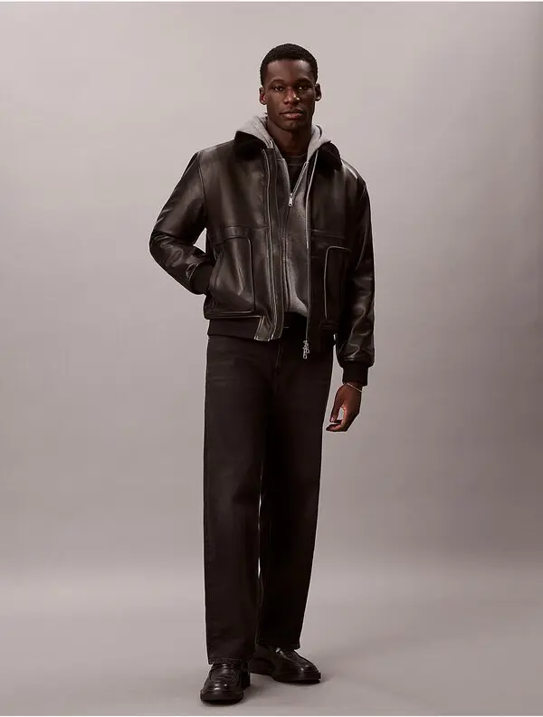 Calvin Klein Leather Bomber Jacket