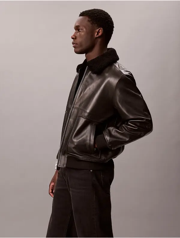 Calvin Klein Leather Bomber Jacket
