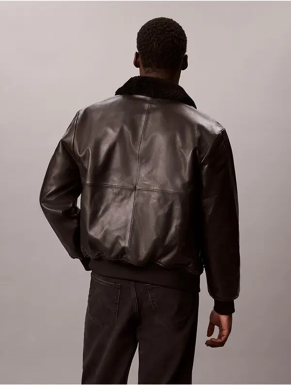 Calvin Klein Leather Bomber Jacket
