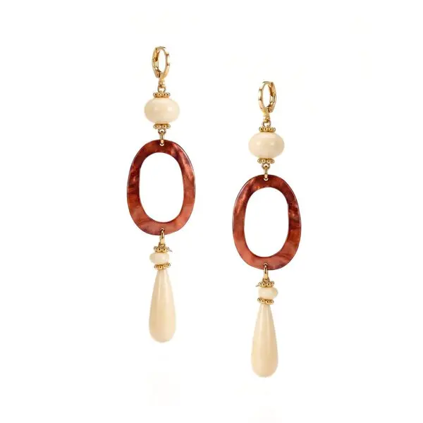 JAREDJAMIN Selene Mother Of Pearl & Synthetic Bone Drop Earrings - Orange