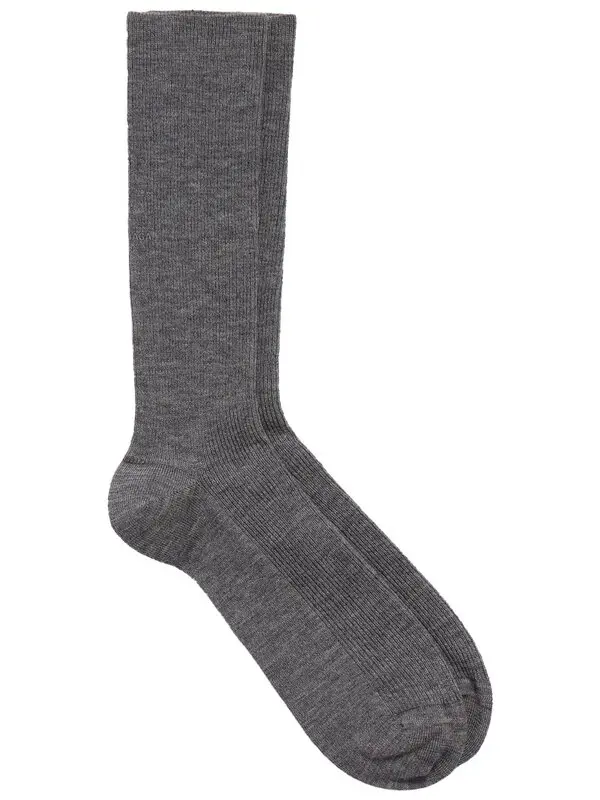 Balenciaga Knee-high Ribbed Wool Socks Melange