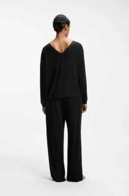 BOSS Long-sleeve Pajama Top With Lace Neckline