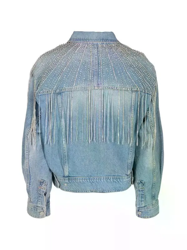 MOTHER Fly Away Crystal-fringe Denim Jacket