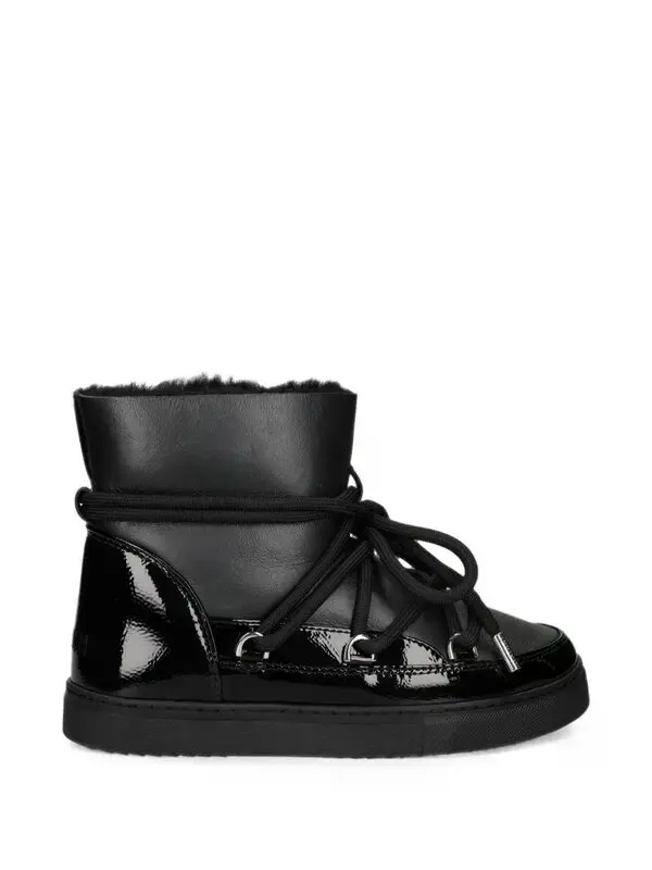 Inuikii Patent Leather-panelled Lace-up Ankle Boots
