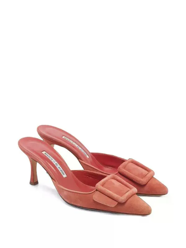 Manolo Blahnik Maysale Buckle Mules - Red