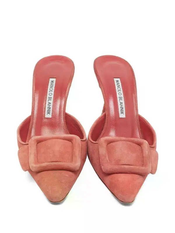 Manolo Blahnik Maysale Buckle Mules - Red