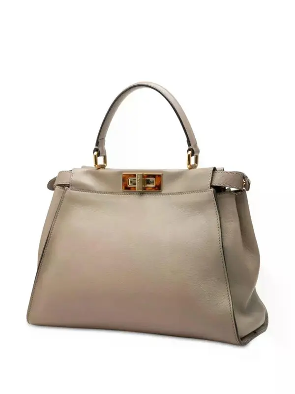 Fendi 2010-2026 Medium Leather Peekaboo Iconic Satchel - Brown
