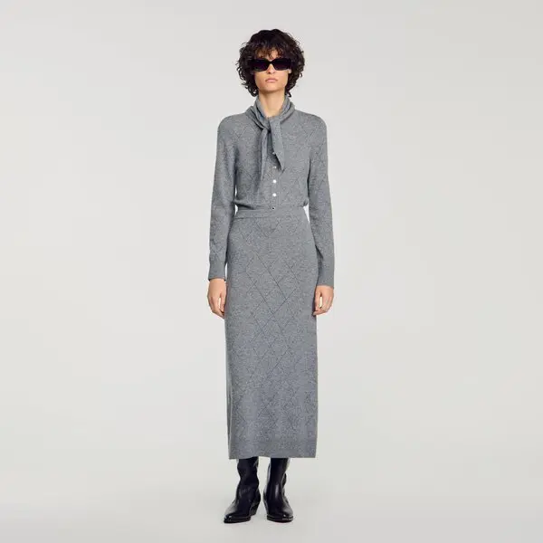 Sandro Pointelle Knit Maxi Skirt