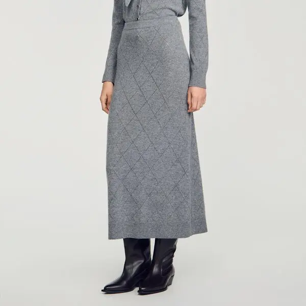 Sandro Pointelle Knit Maxi Skirt