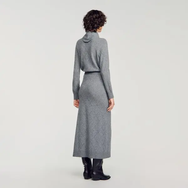 Sandro Pointelle Knit Maxi Skirt