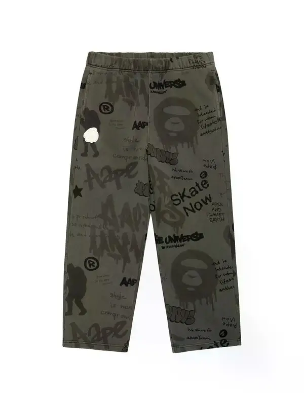 AAPE BY *A BATHING APE Moonface Graffiti-print Track Pants - Grey