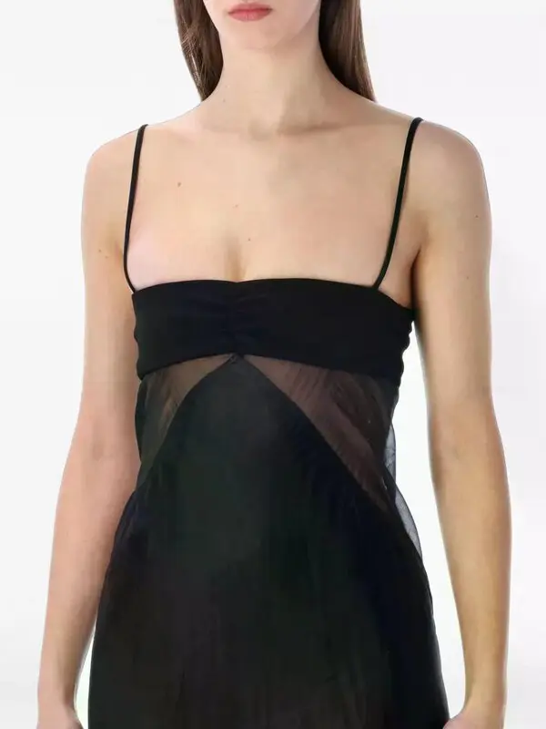 Rick Owens Combo Sheer-panelled Slip Gown - Black