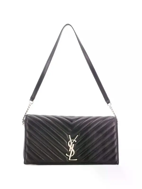 Saint Laurent Kate 99 Flap Bag Chevron Leather Medium Shoulder Bag - Black