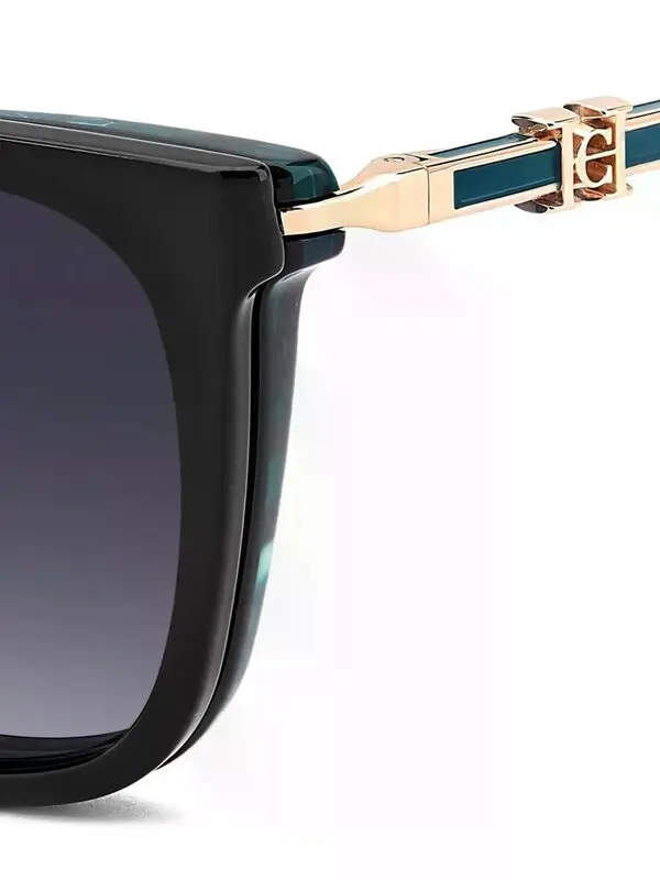 Carolina Herrera Tortoiseshell-effect Logo-plaque Clip-on Glasses