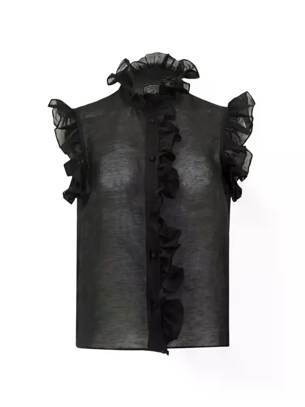 CHRISTY LYNN Marfa Ruffled Sleeveless Top - Black