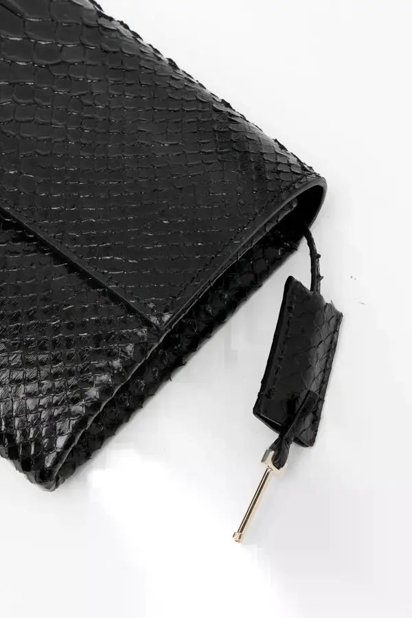 TOM FORD Python-effect Leather Clutch Bag - Black