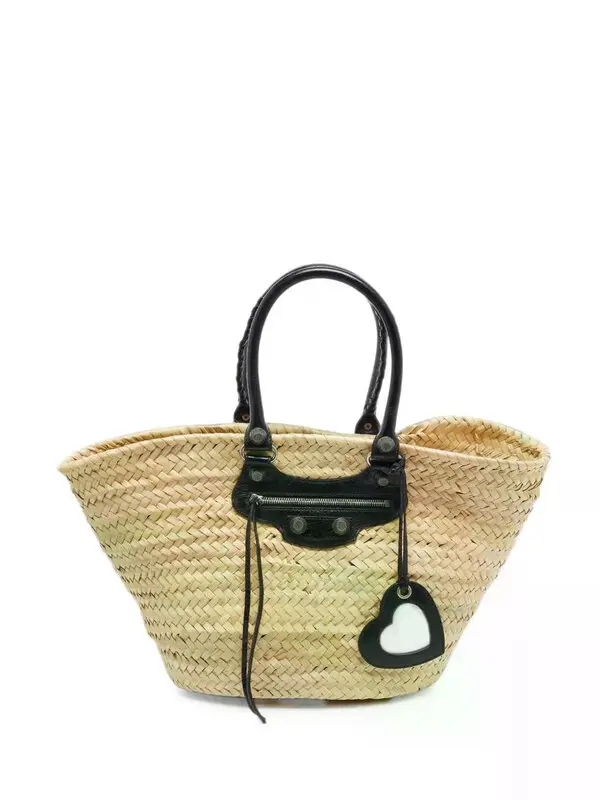 Balenciaga Small Le Cagole Raffia Tote Bag