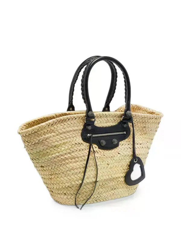 Balenciaga Small Le Cagole Raffia Tote Bag