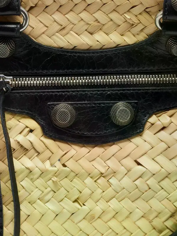 Balenciaga Small Le Cagole Raffia Tote Bag