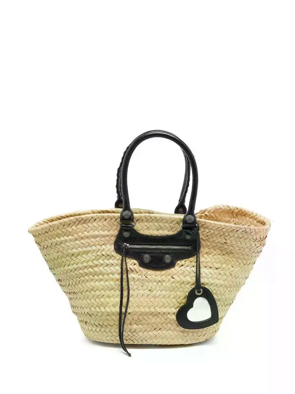 Balenciaga Small Le Cagole Raffia Tote Bag
