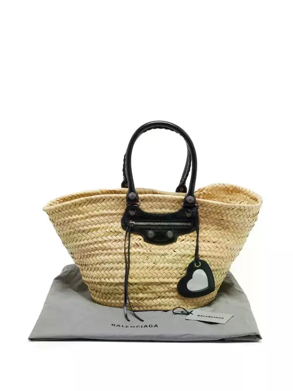 Balenciaga Small Le Cagole Raffia Tote Bag