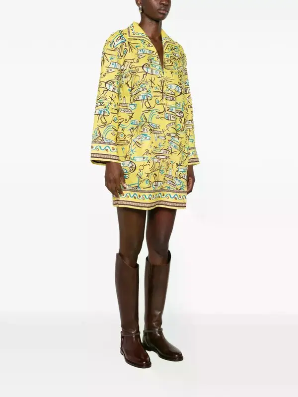 ALEMAIS Graphic-print Long-sleeve Mini Dress