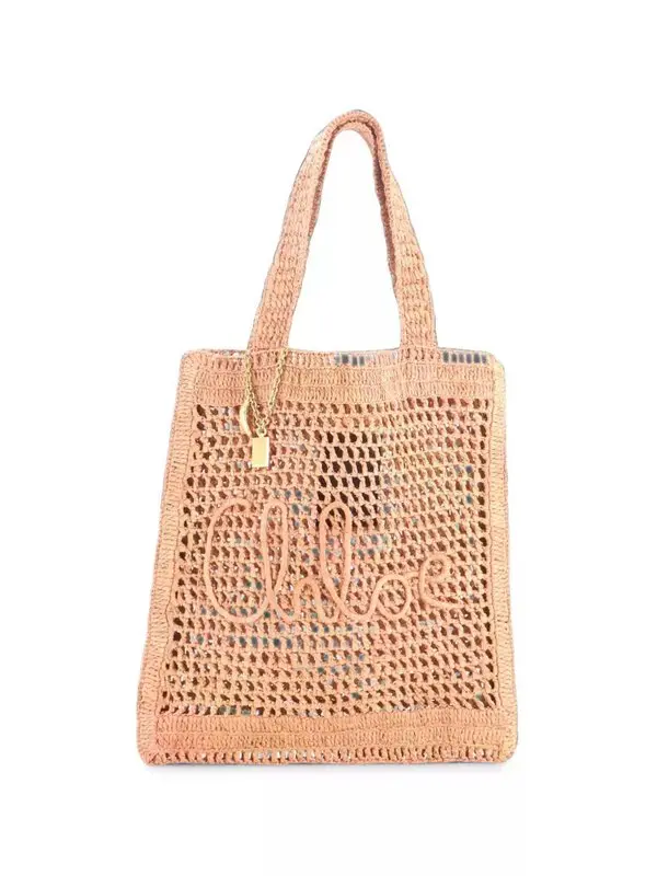 Chloé Summer Banana Woven Raffia Tote Bag - Brown