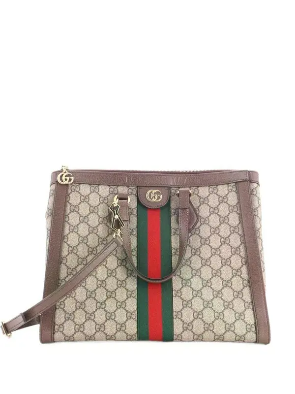 Gucci Ophidia Top Handle Gg Coated Canvas Medium Tote Bag