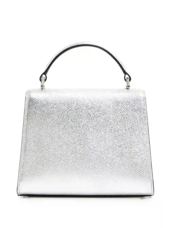 Valentino Garavani Vsling Mini Handbag In Laminated Grainy Calfskin - Silver